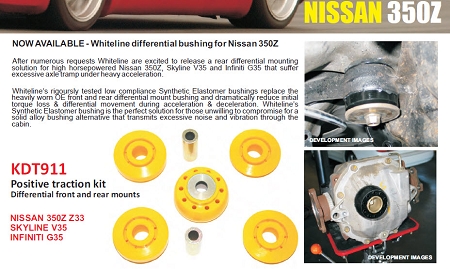 Whiteline Differential Mount Bushings - 350Z Z33 / G35 V35 / 370Z Z34 ...